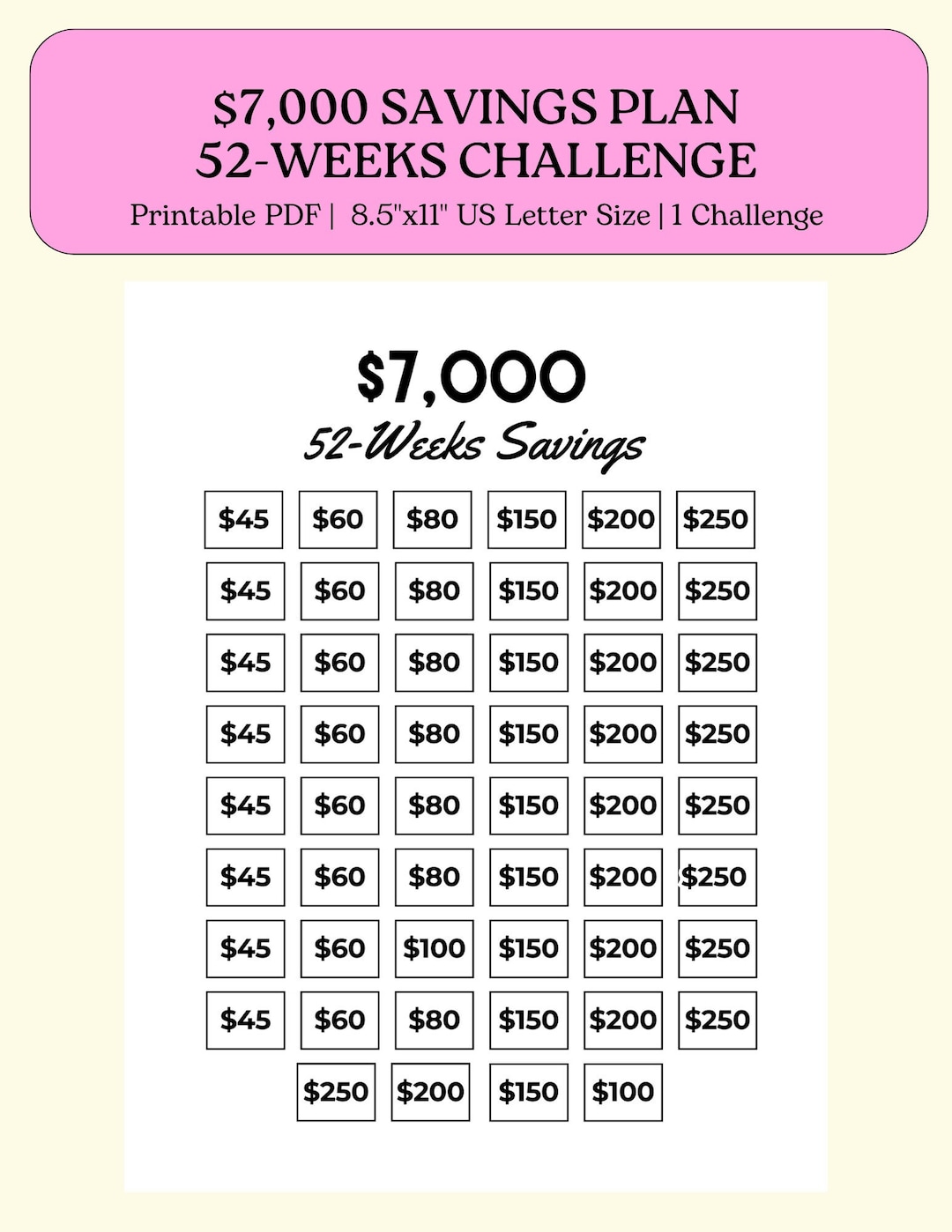 7,000 Savings in 52 Weeks / 7,000 Savings / Savings Challenge ...