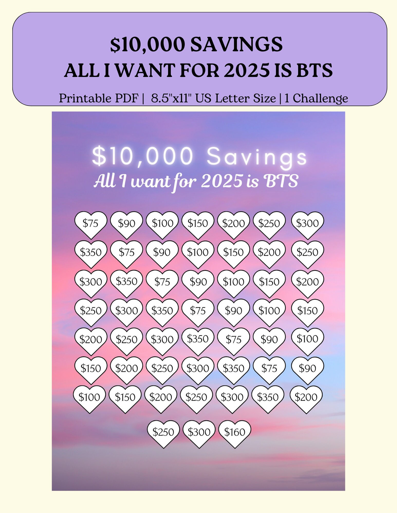 All I Want for 2025 is Bts 10,000 Savings / Saving Tracker ...