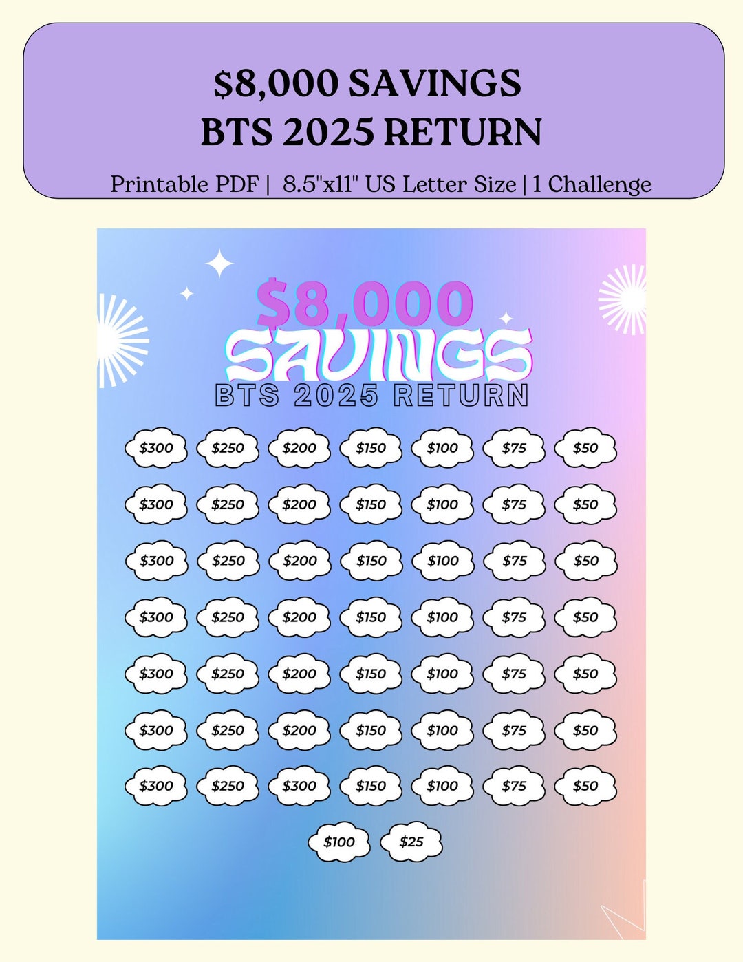 8,000 Savings for Bts 2025 Return / Save 8,000 in a Year / Savings ...