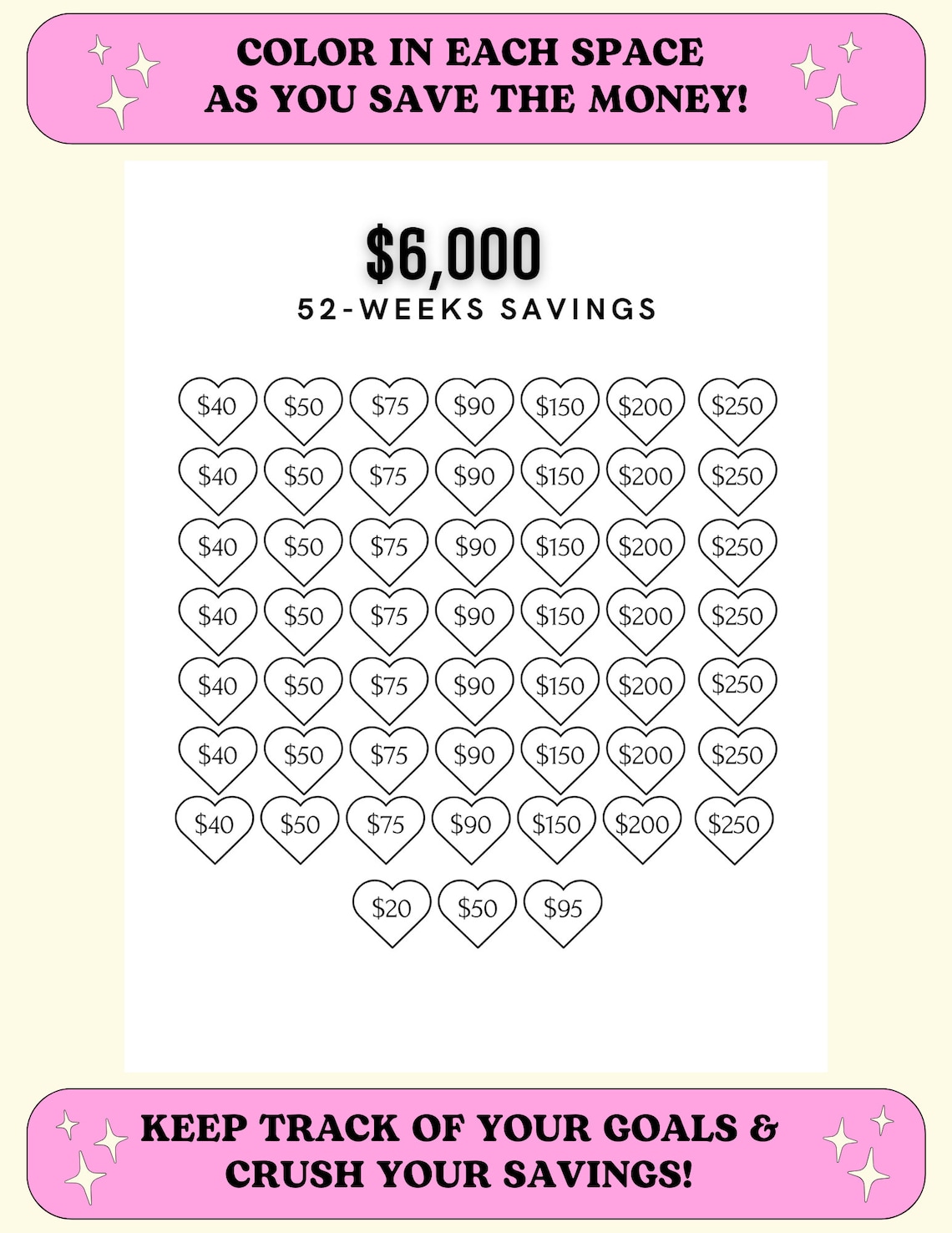 6,000 Savings in 52 Weeks / 6,000 Savings / Savings Challenge ...