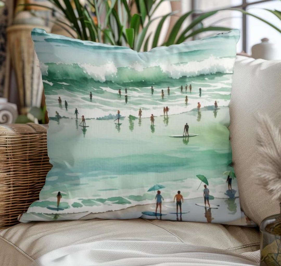 Beach Scene Throw Pillows, Beach House Pillow, Coastal Pillow Nantucket ...