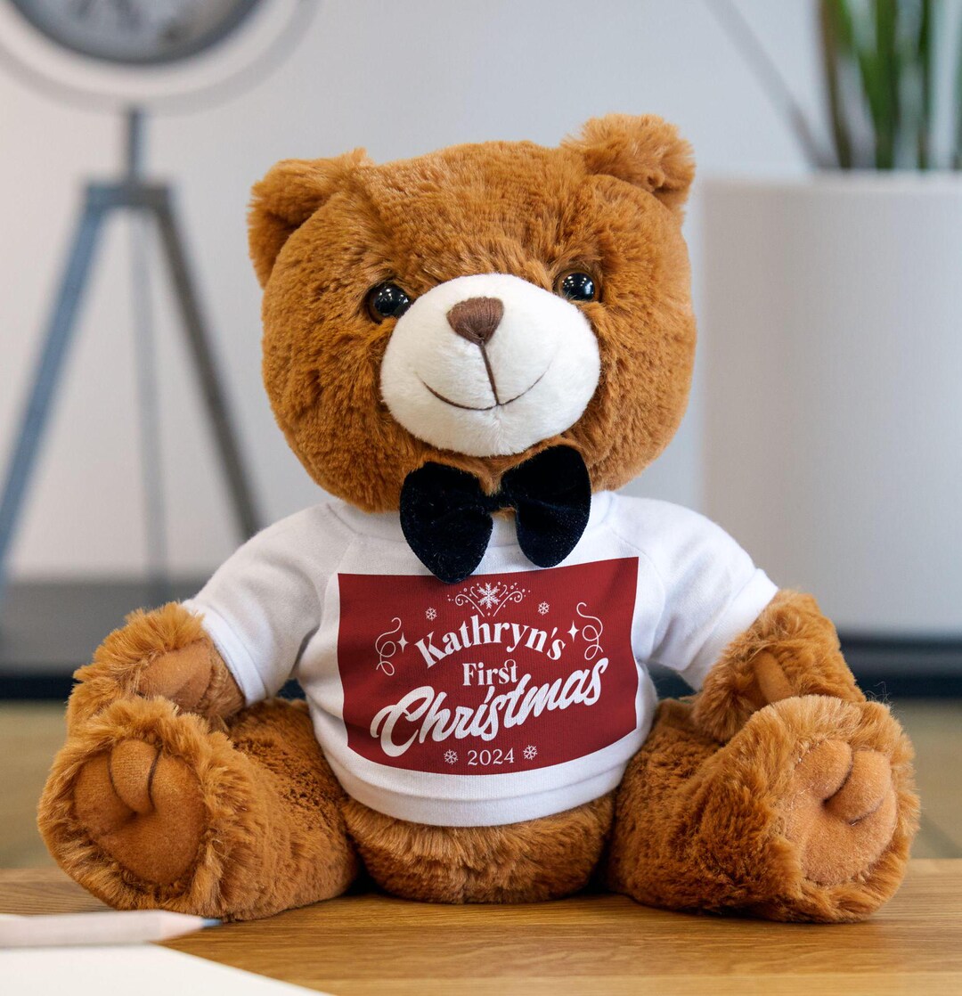 Personalized Plush Bear, Custom First Christmas Teddy, Holiday Gift ...