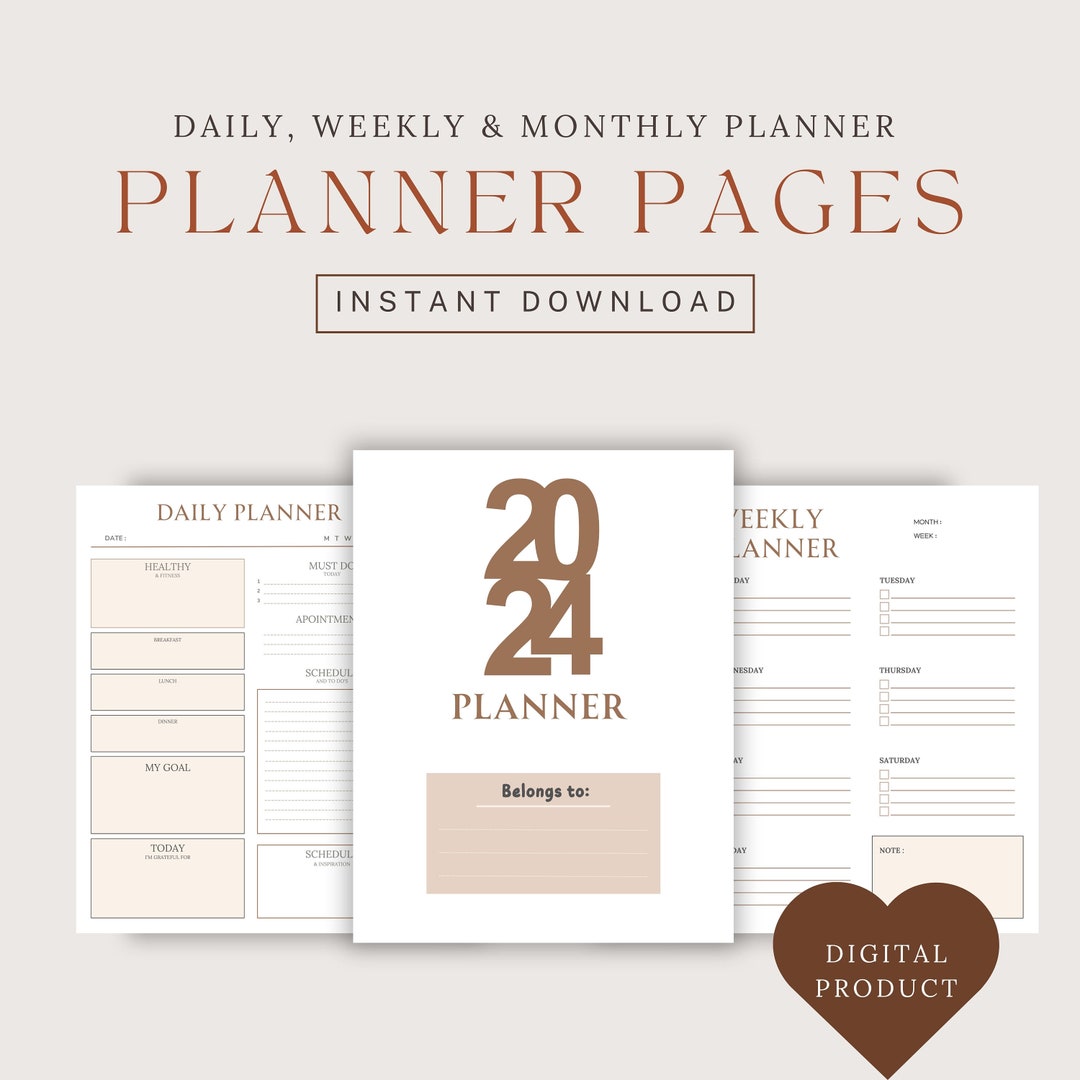 2024 Digital Planner, Daily, Weekly & Monthly Planner, Digital Journal ...