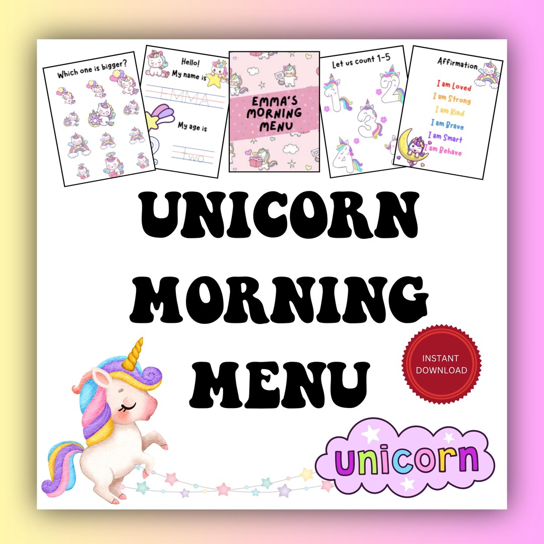 UNICORN MORNING MENU Charlotte Mason Homeschool Morning Sheet Printable ...