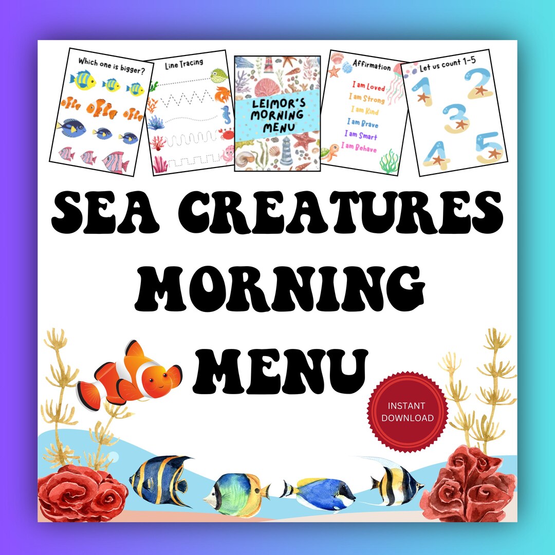 SEA CREATURES Morning Menu Under the Sea Morning Menu Charlotte Mason ...