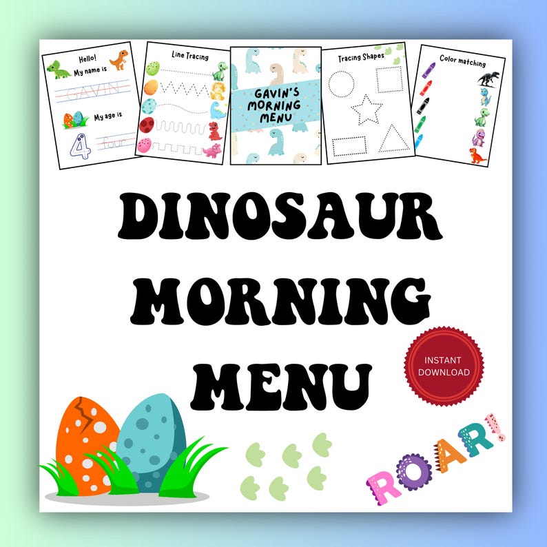 DINOSAUR MORNING MENU | Charlotte Mason Homeschool Morning | Printable ...