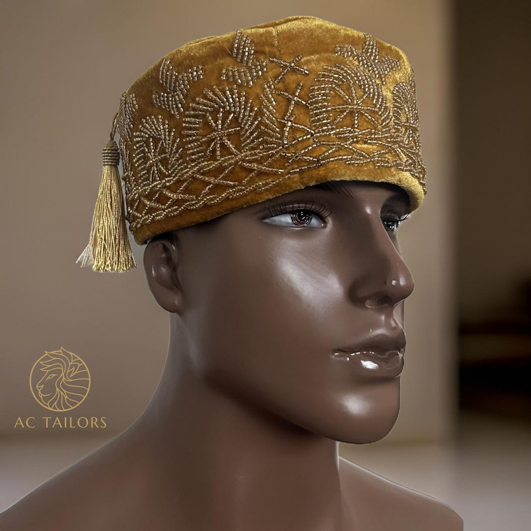 Beaded Cap, Velvet Hat, Traditional Cap, Nigerian Cap, African Hat ...