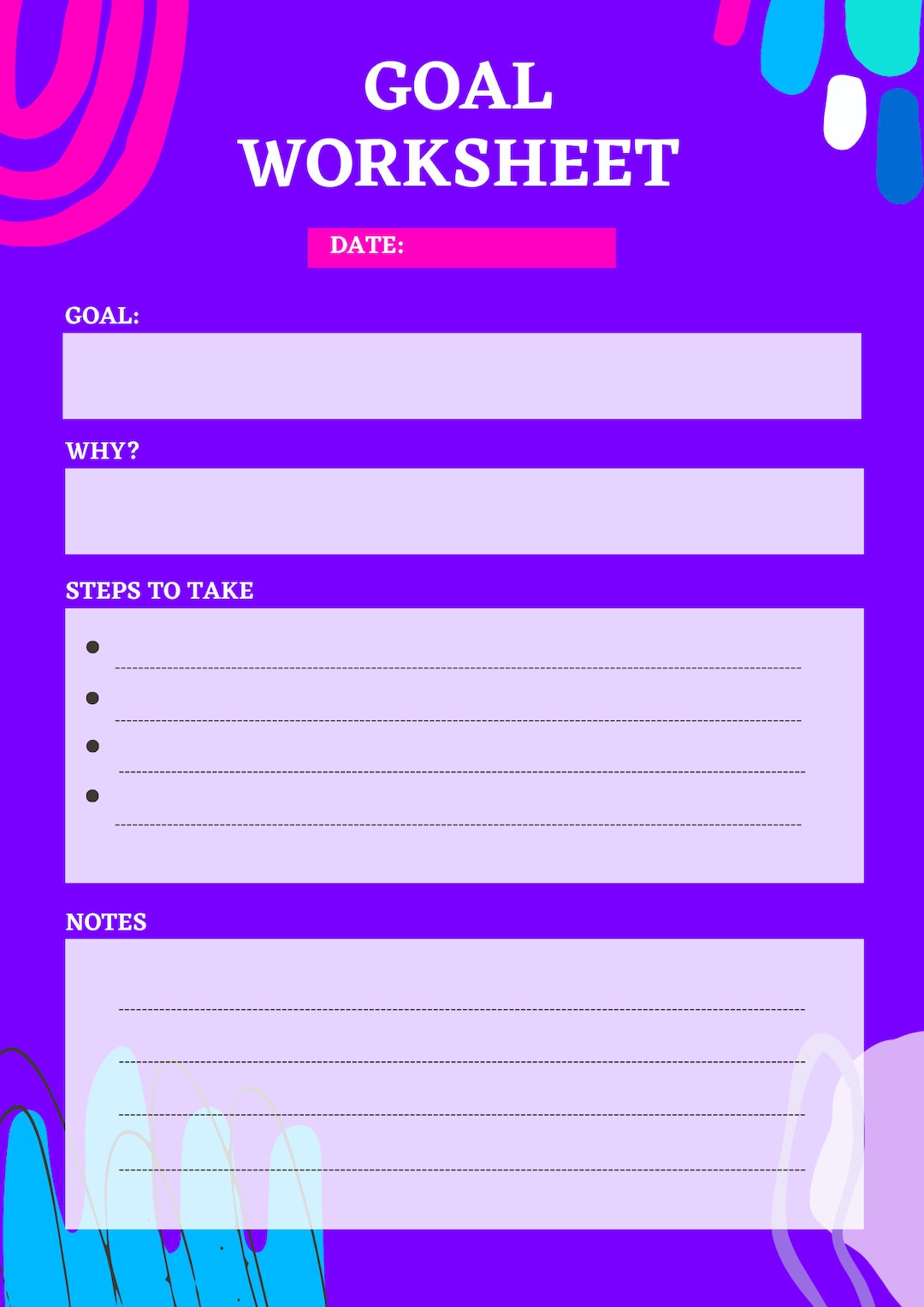 Goal Worksheet - Etsy