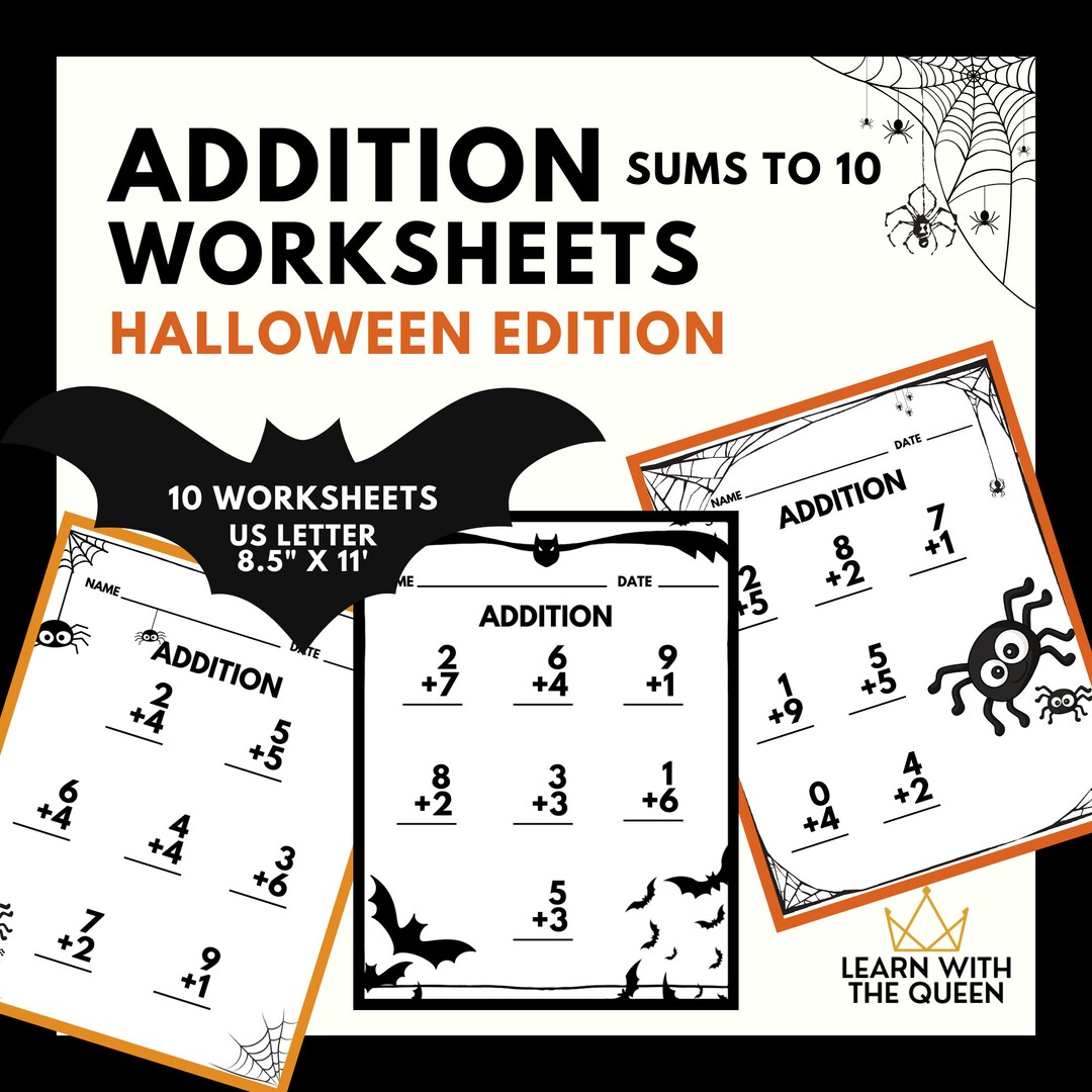 Math Worksheets - Printable - Instant Download - Addition - Sums to 10 ...