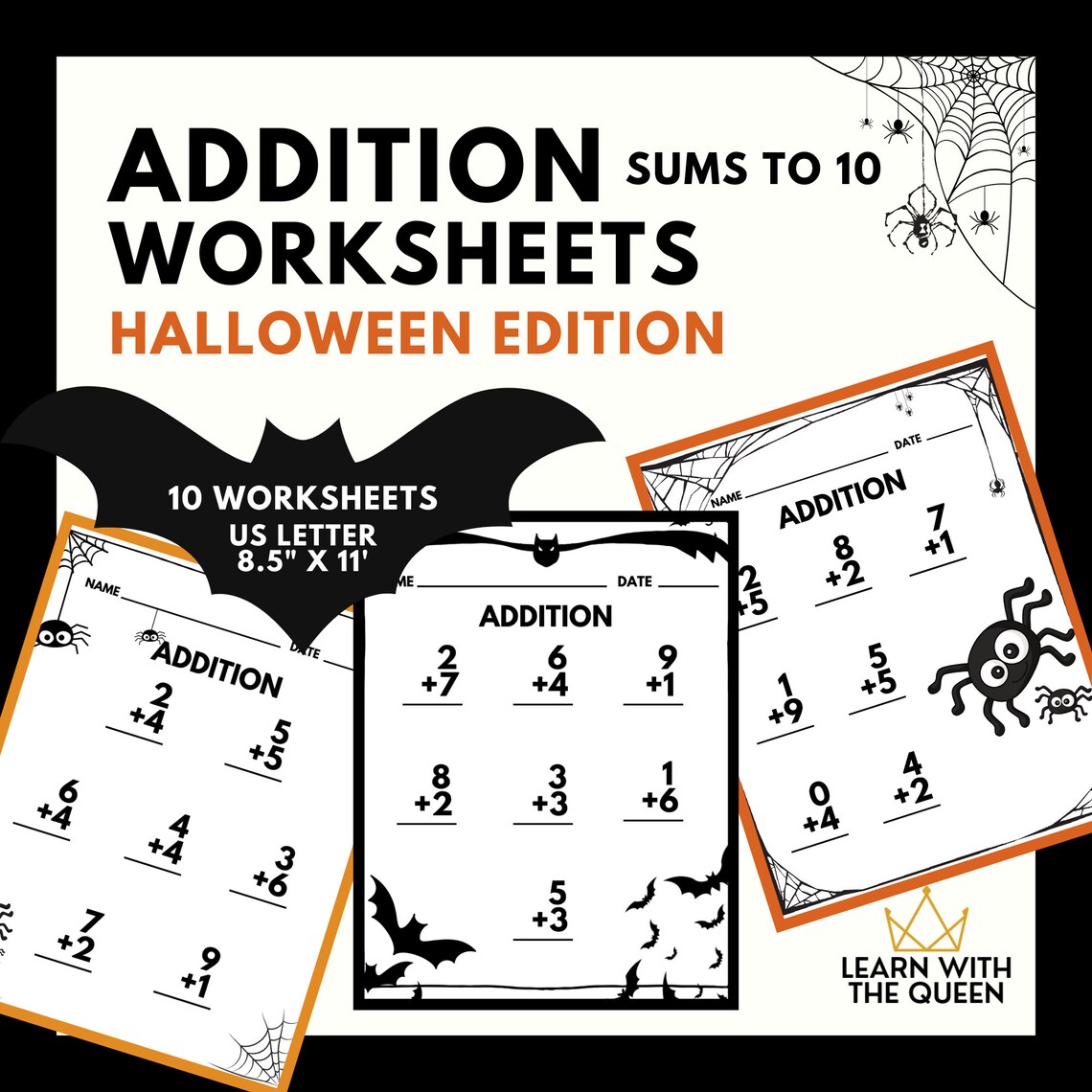 Math Worksheets Printable Instant Download Addition Sums to 10 ...
