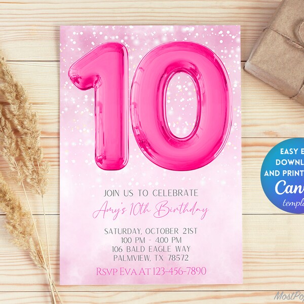 10th Birthday Invitation - Etsy