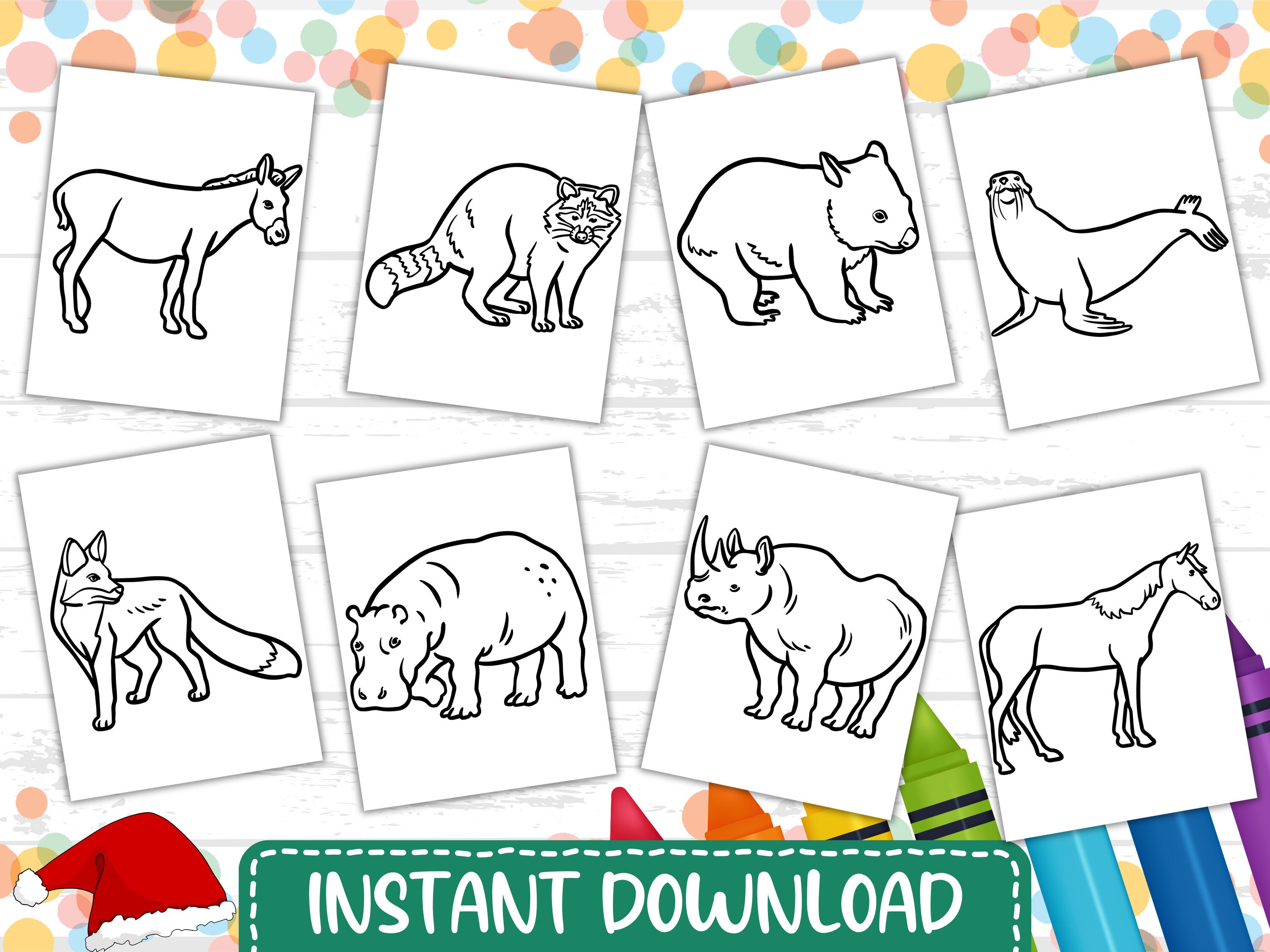 150 Animal Coloring Pages Mega Bundle, Animal Printable, Animal Games ...