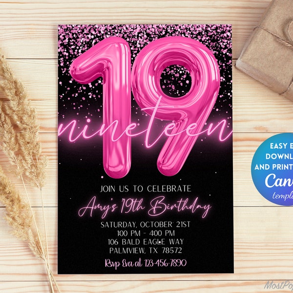 19 Birthday Invitations - Etsy