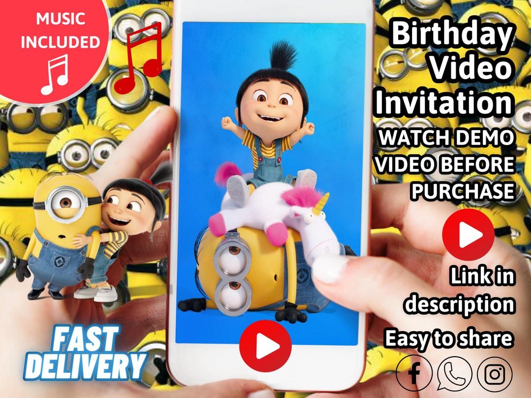 Agnes Birthday Invitation, Agnes Minions Invitation, Agnes Minions ...