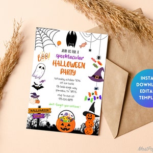 Editable Halloween Party Invitation Template, Halloween Dinner Invite ...