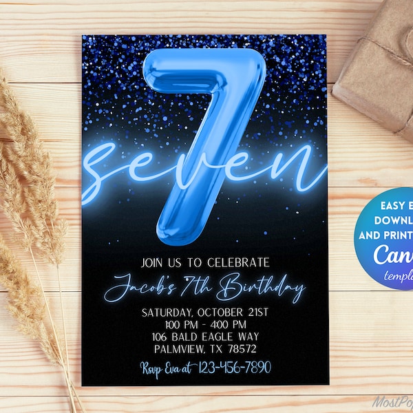 7th Birthday Invitation Boy - Etsy