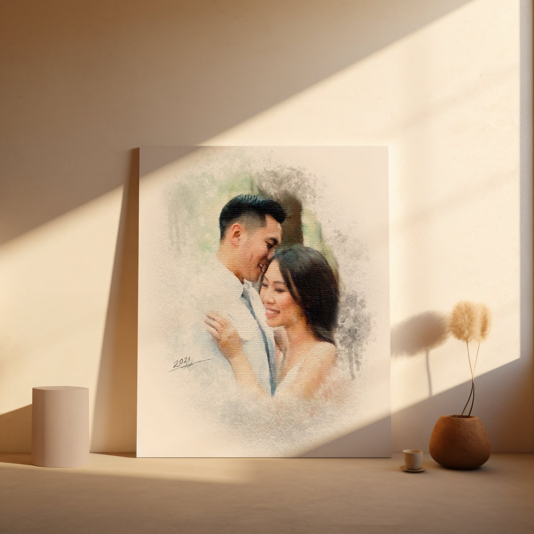 Custom Painting From Your Photo, Personalized Engagement Painting ...