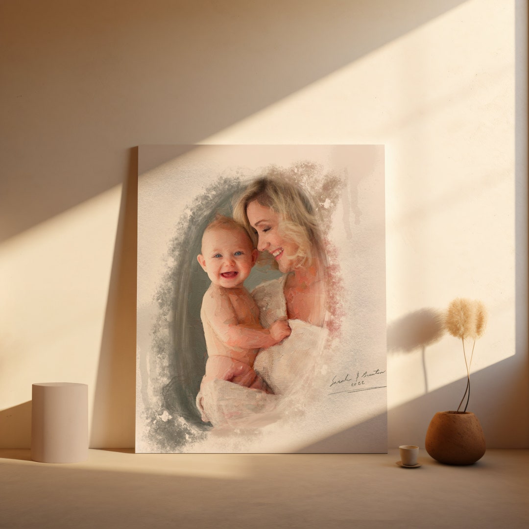Custom Painting From Your Photo, Personalized Mom Painting Canvas ...
