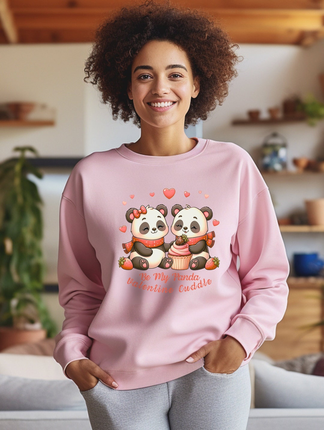 Retro Valentine's Day Sweatshirt Panda Love Sweatshirt for - Etsy
