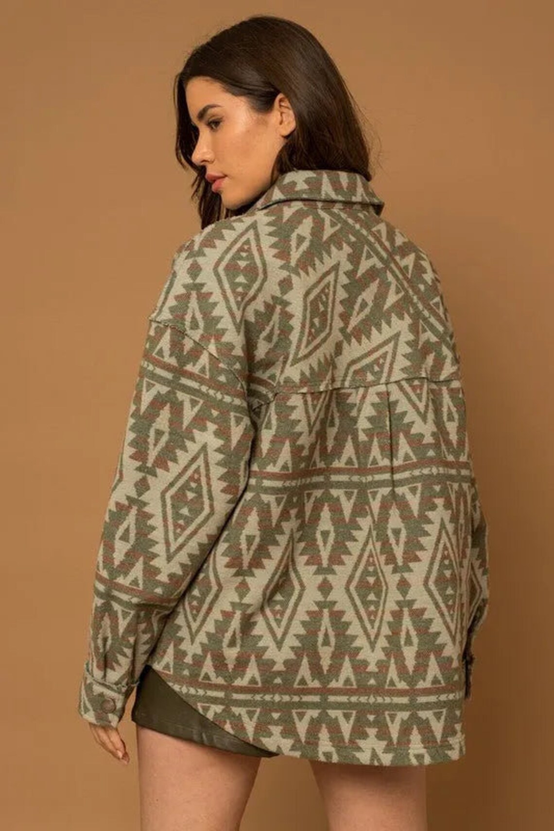 3D Pocket Aztec Print Shacket - Etsy