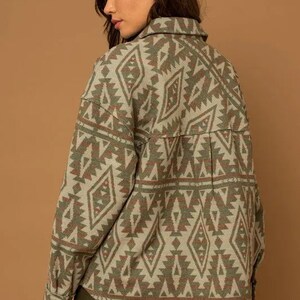 3D Pocket Aztec Print Shacket - Etsy