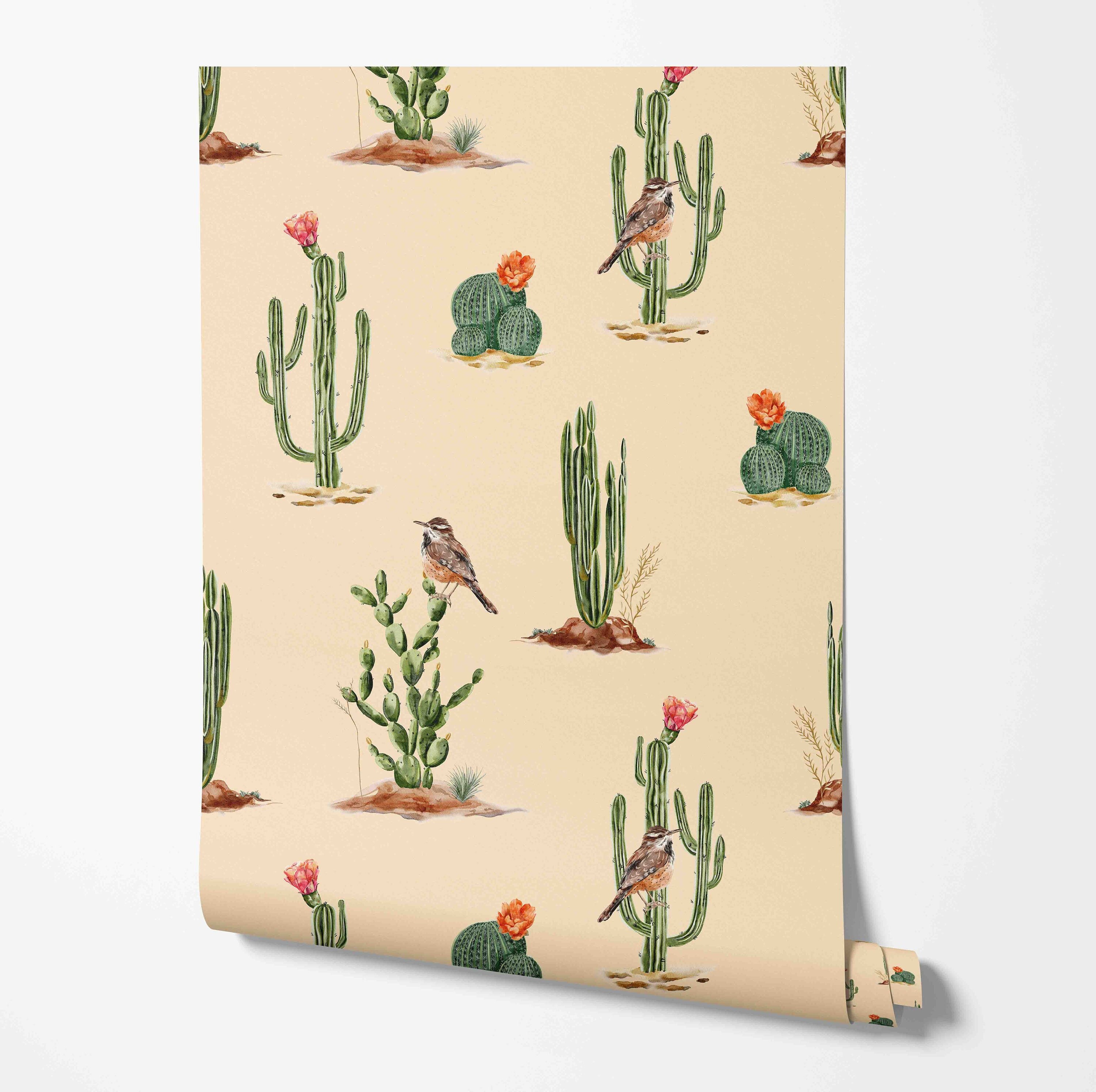 Wild West Wallpaper - Desert Cactus Pattern - Removable Peel and Stick ...