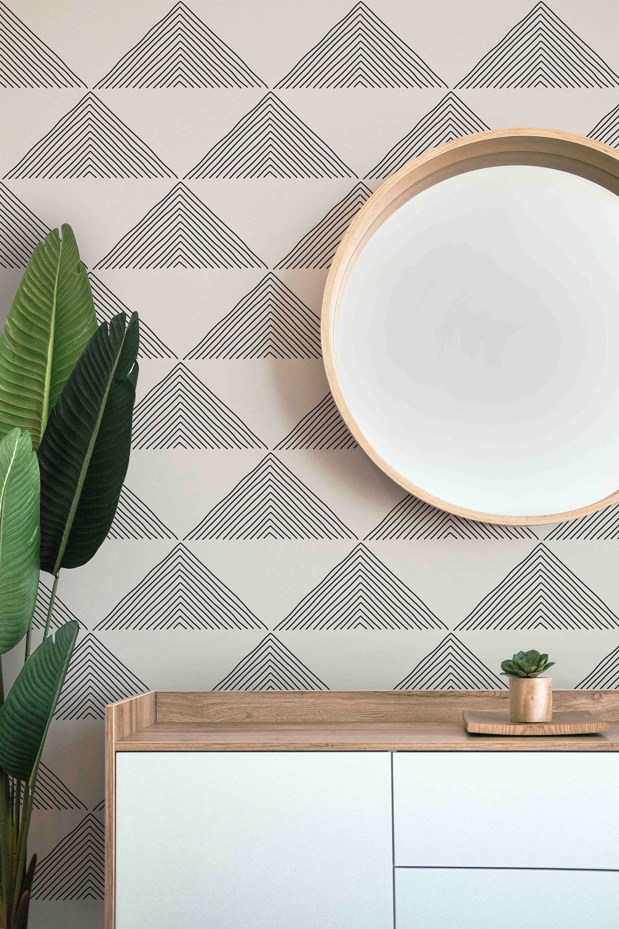 Modern Triangle Shapes Lines Wallpaper - Pattern - Removable Peel and ...