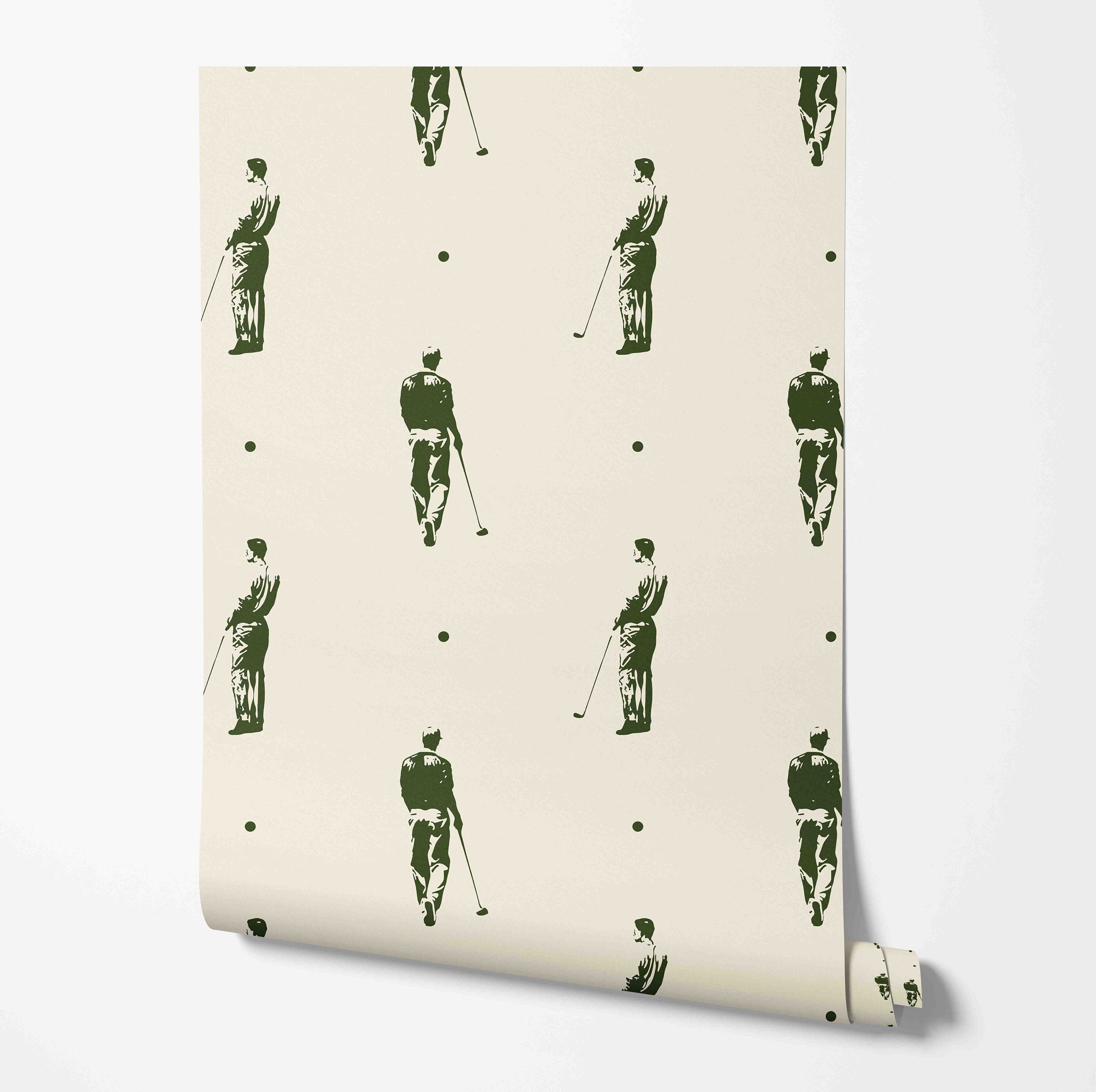 Golfer Wallpaper - Sports Pattern - Golf Player Vintage - Removable ...