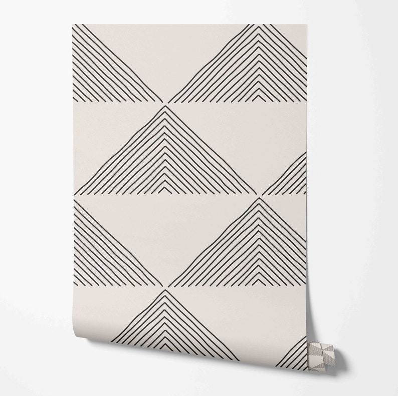 Modern Triangle Shapes Lines Wallpaper - Pattern - Removable Peel and ...