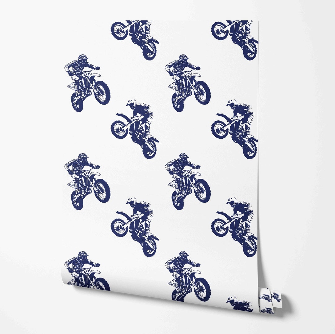 Dirt Bike Rider Wallpaper - Sports Pattern - Removable Peel & Stick ...