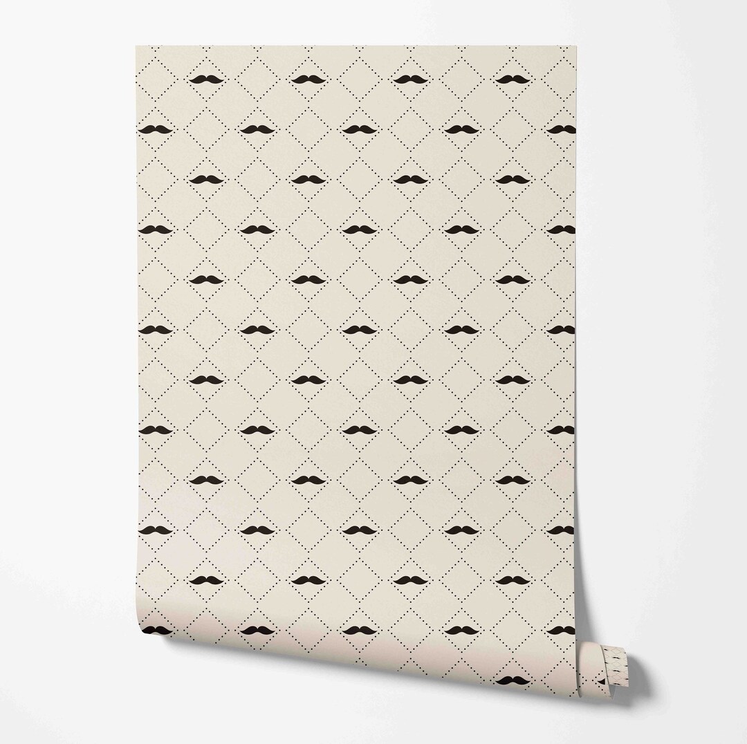 Geometric Wallpaper - Mustache Detail Pattern - Removable Peel and ...