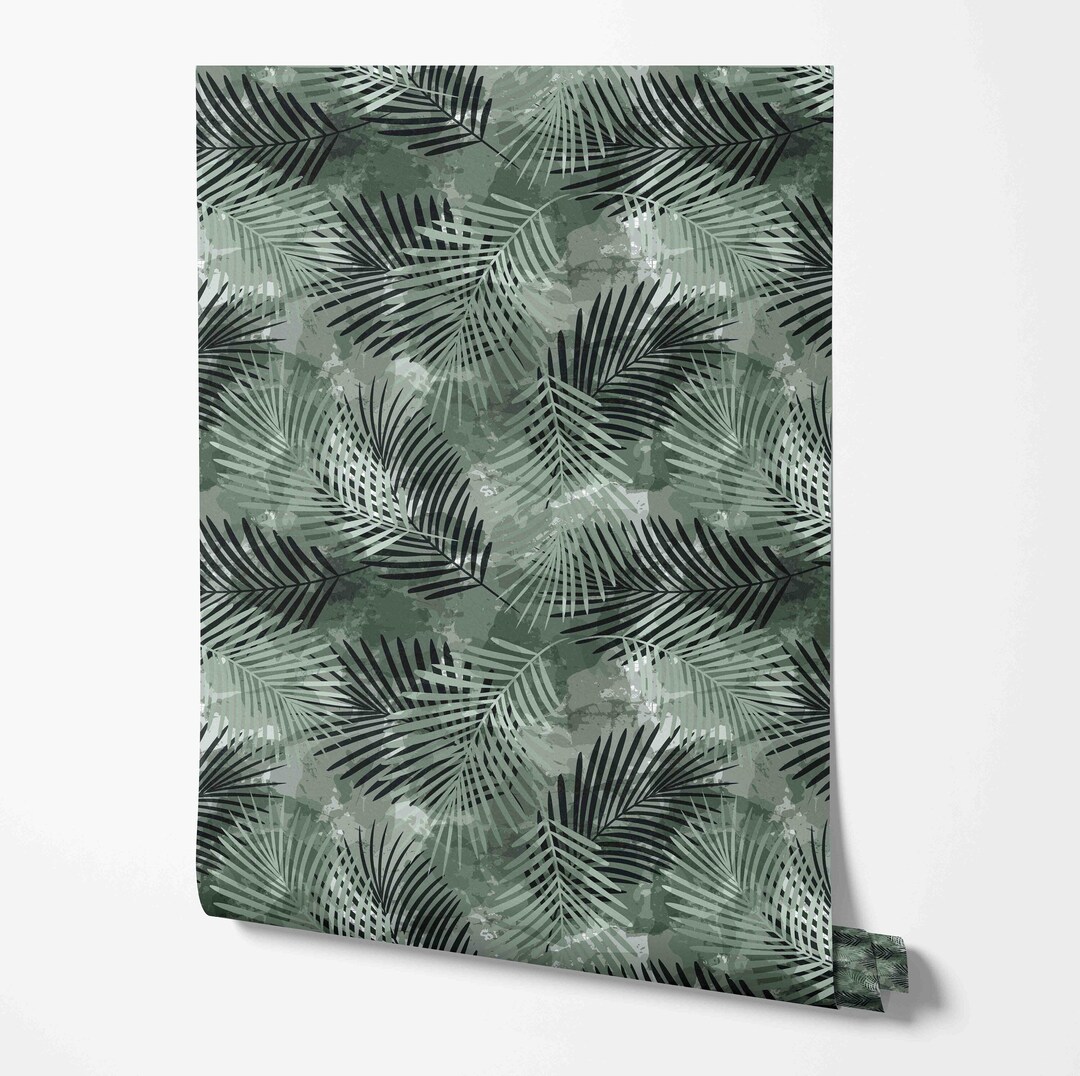 Palm Wallpaper - Abstract Tropical Pattern - Removable Peel and Stick ...