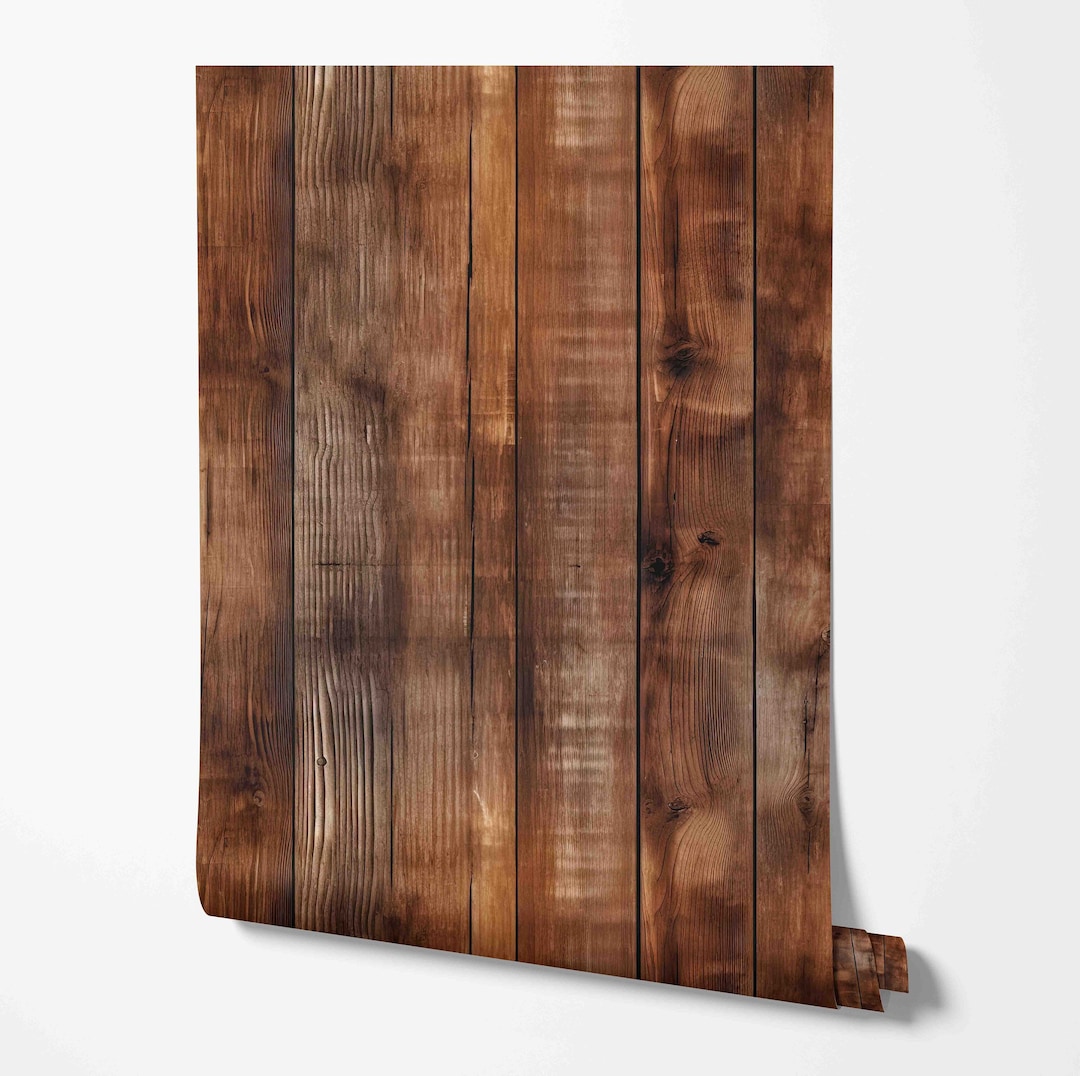 Wild West Wallpaper - Stained Wood Look Pattern - Removable Peel ...