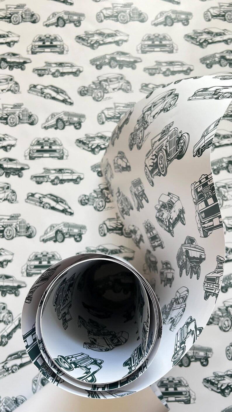 Vintage Classic Cars Wallpaper - Vehicles Pattern - Removable Peel ...