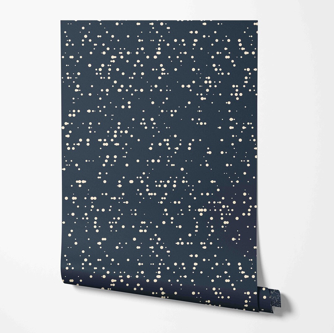 Dots Pattern Wallpaper - Navy Background - Removable Peel & Stick ...