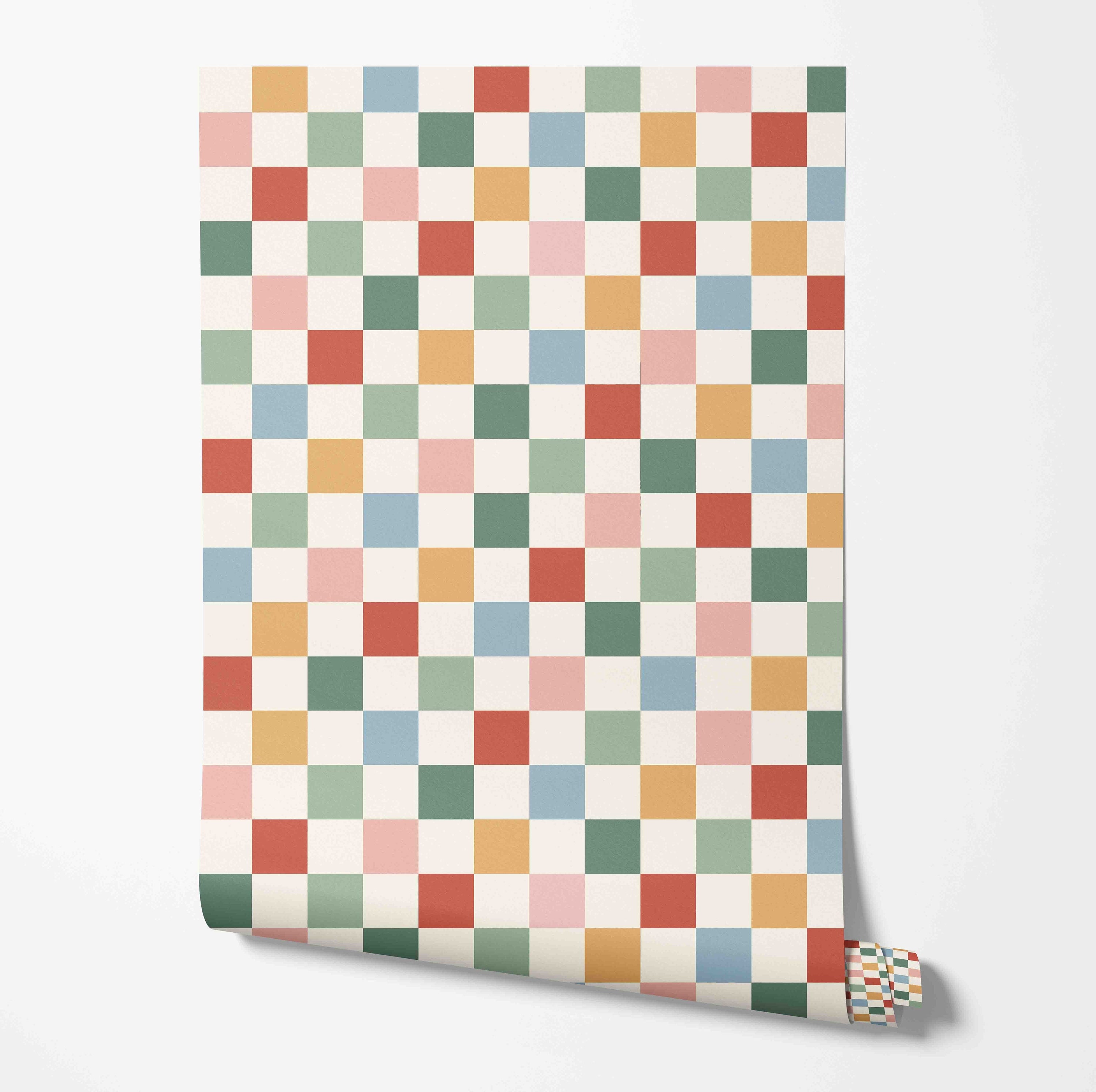 Retro Checker Wallpaper - Geometric Pattern - Removable Peel and Stick ...