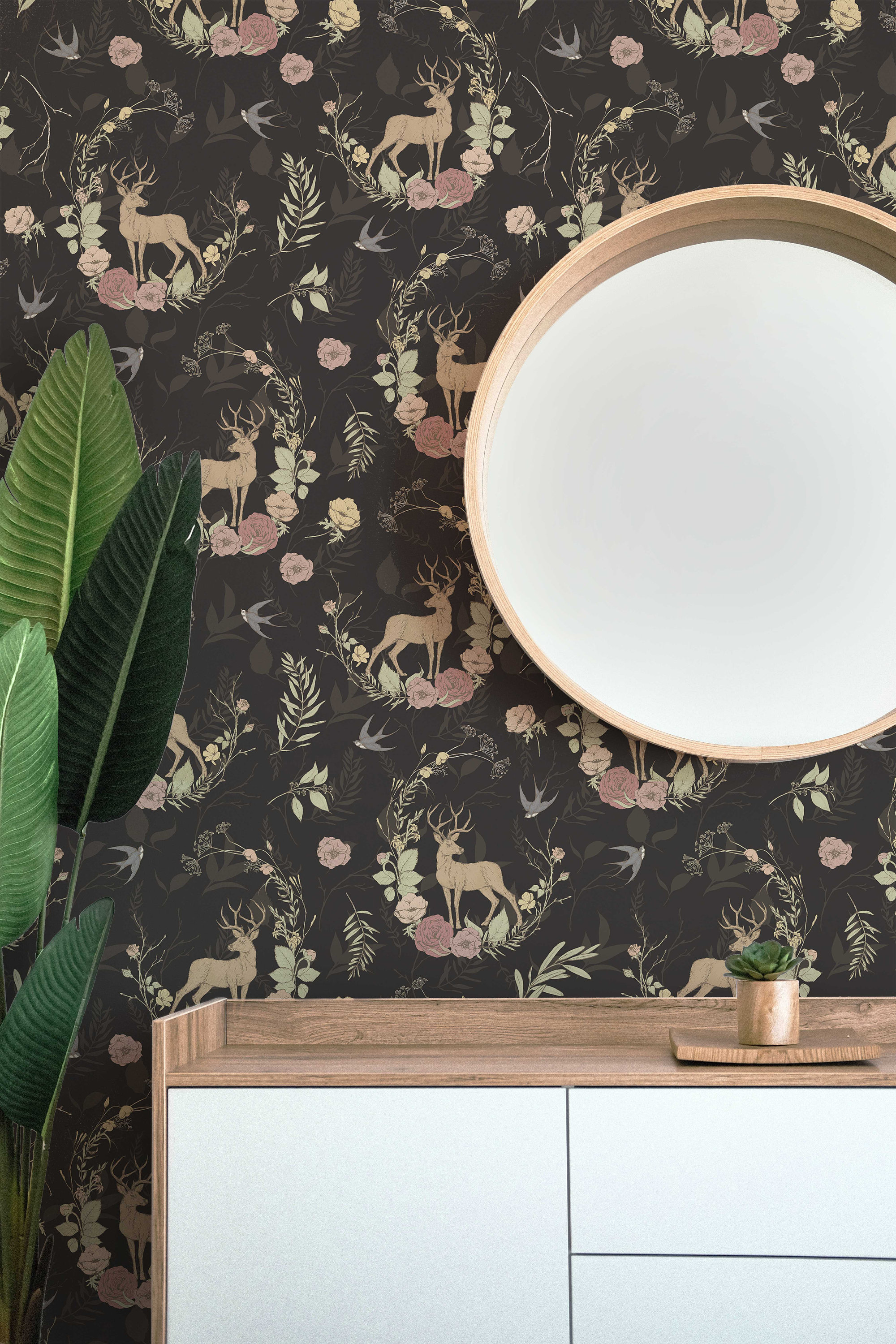 Deer Forest Wallpaper - Animal Pattern - Removable Peel & Stick ...