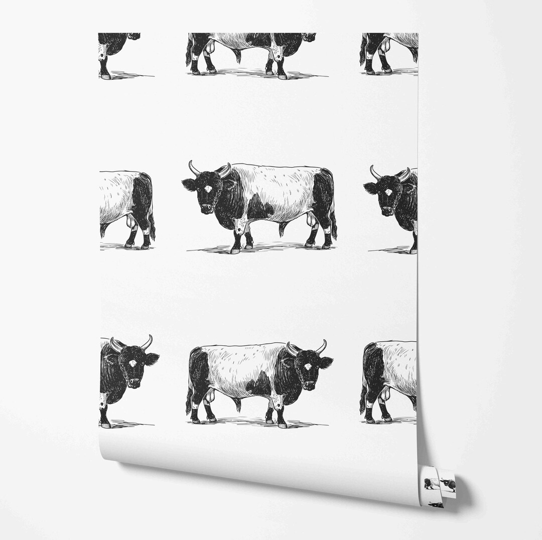 Wild West Wallpaper - Cow Pattern - Removable Peel & Stick Wallcovering ...