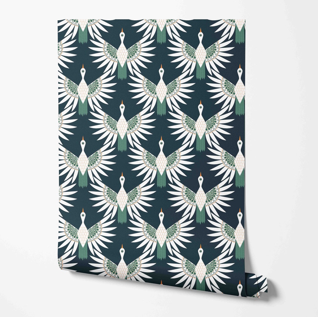 Flying Bird Wallcovering - Abstract Bird Pattern - Removable Peel ...