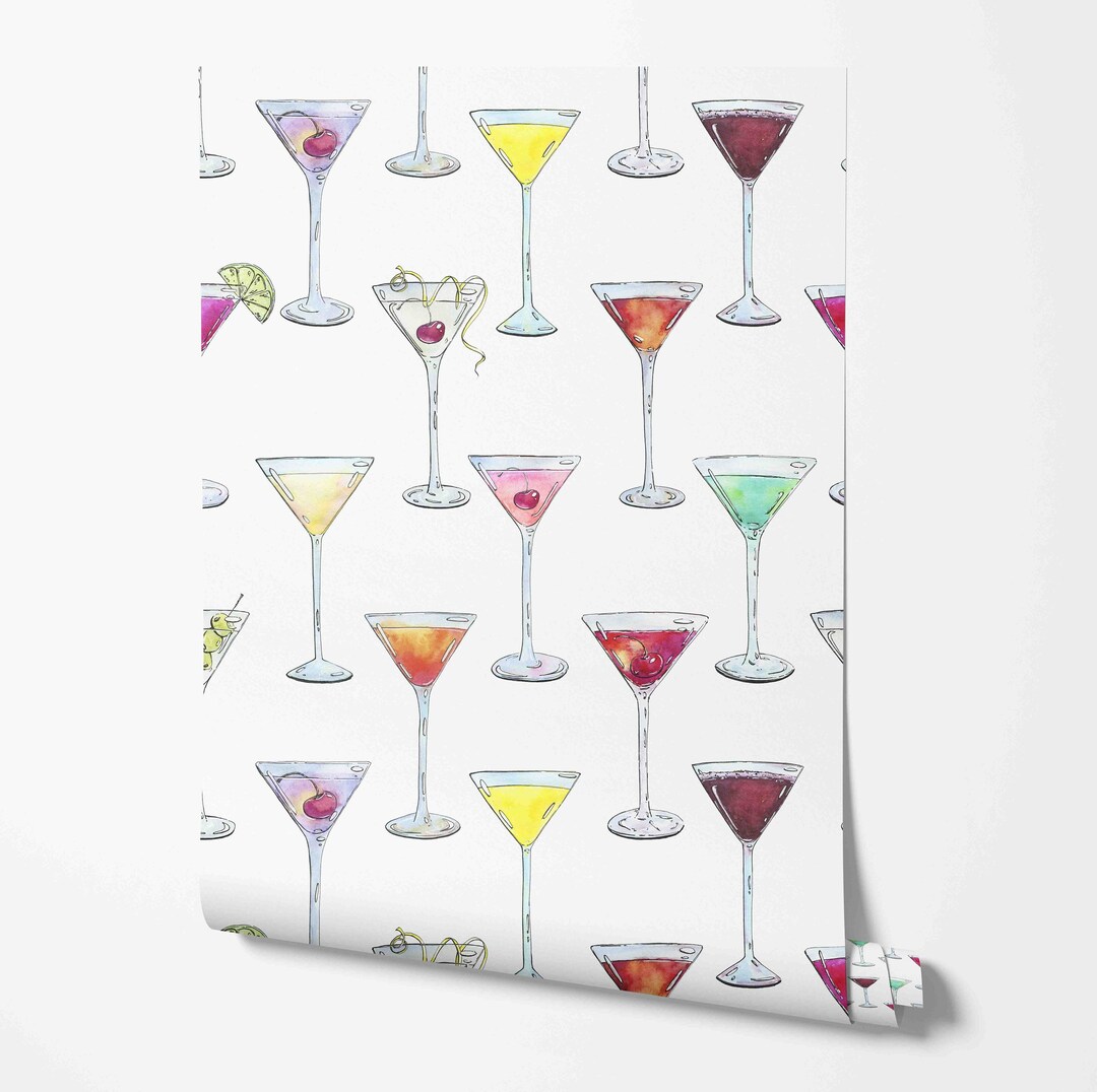 Cocktails Party Wallpaper - Party Theme Pattern - Removable Peel ...