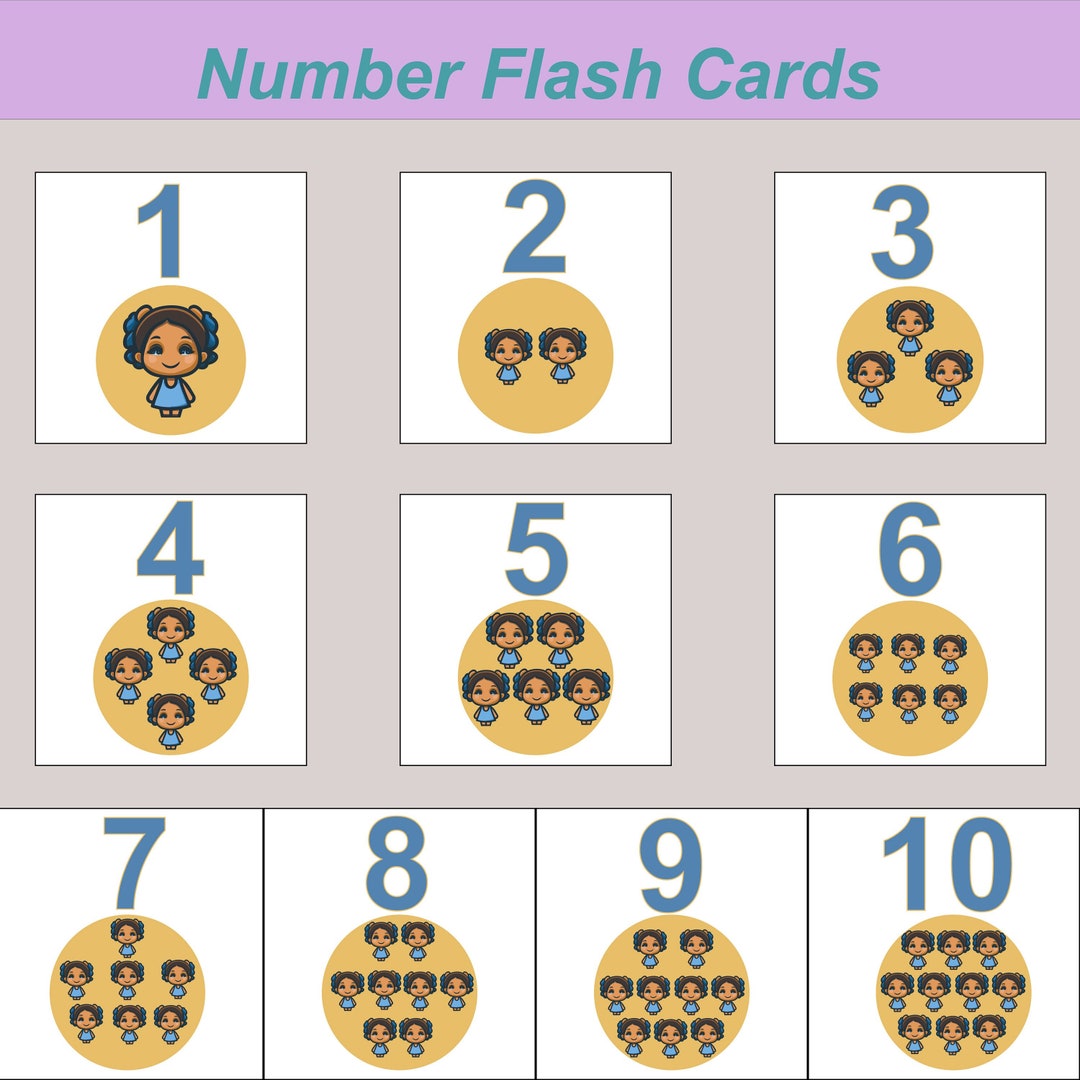 Printable Numbers Flash Cards, Preschool Counting Flash Cards, Count ...