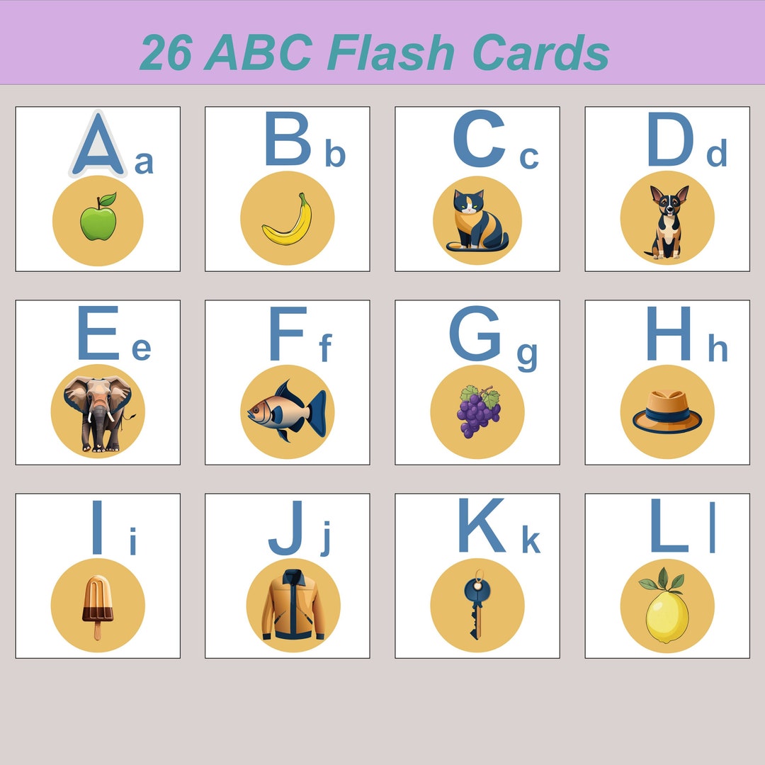 Printable Animal Alphabet Flash Cards, Letter Flash Cards, Toddler ABC ...