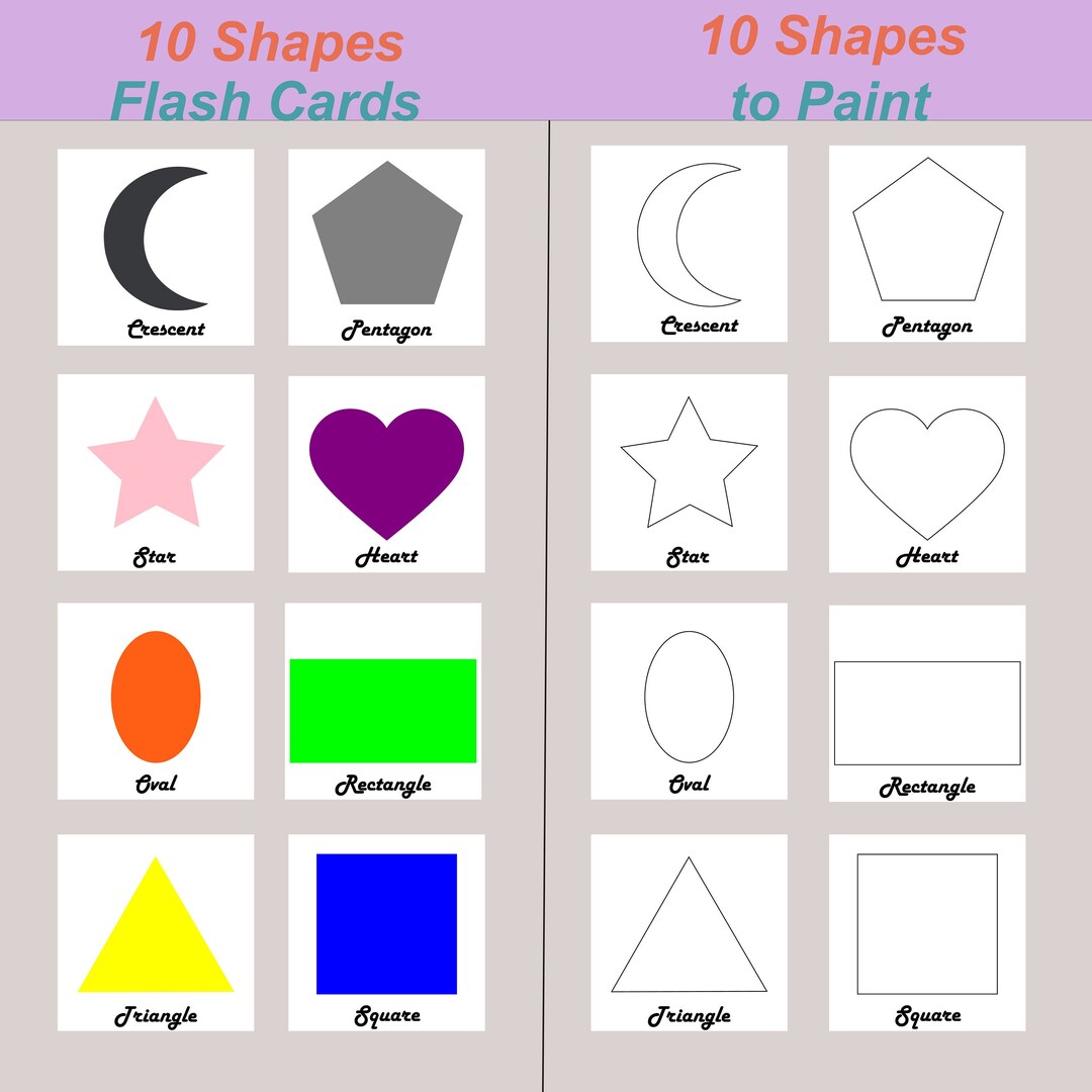 Shapes Flash Cards Preschool Shapes Toddler Flash Cards - Etsy