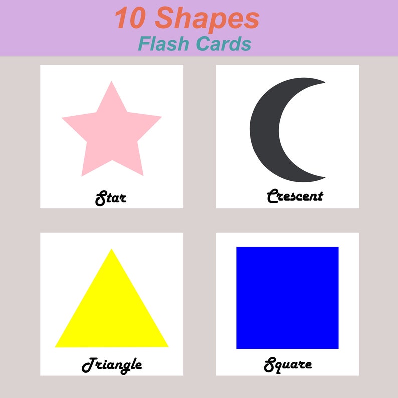 Geometric Shapes Flash Cards, Preschool Materials, Toddler Learning ...