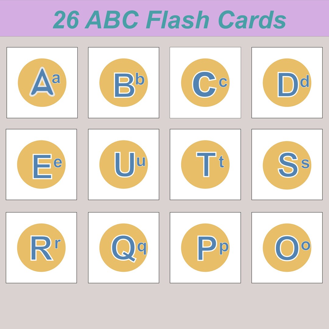 Alphabet Printable Flash Cards, Preschool Alphabet Flashcard, Printable ...