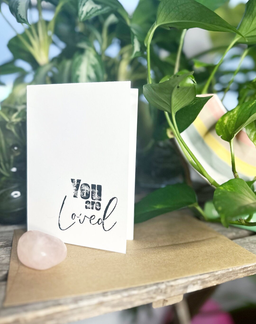 You Are Loved Fold Over Card. Greetings Card. Rose Quartz Crystal ...