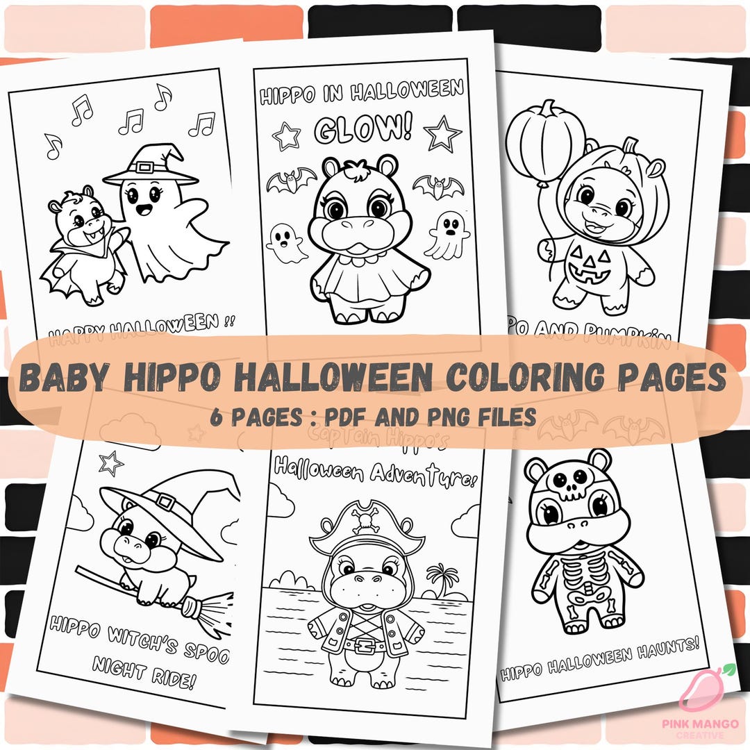 Baby Hippo Halloween Coloring Pages - Big, Bold, Easy Printable PDF ...