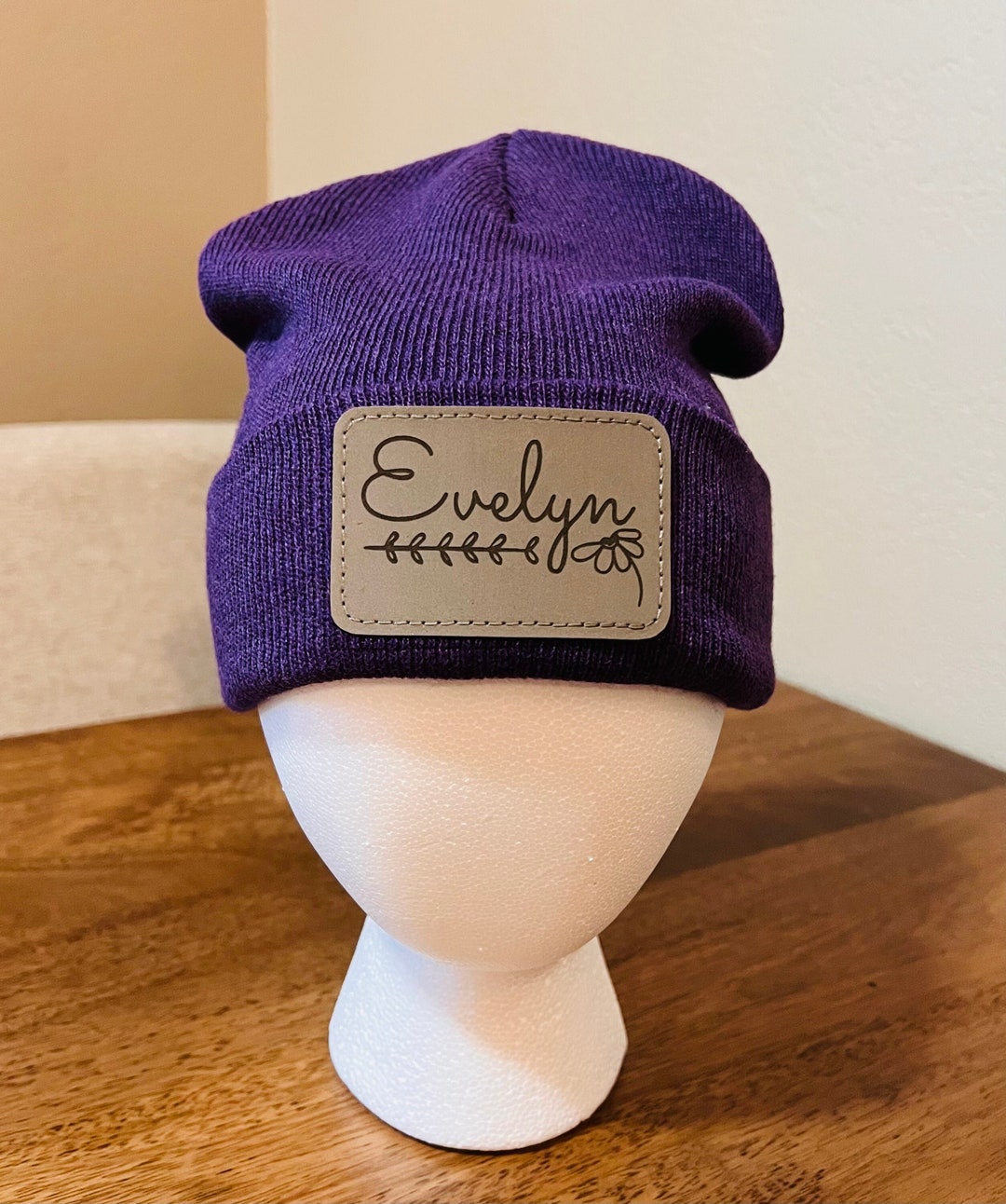 Custom Stocking Hat With Leather Patch Women’s or Girls - Etsy