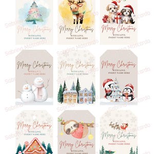 Editable Christmas Gift Tags Downloadable PDF Personalized Cards Canva ...