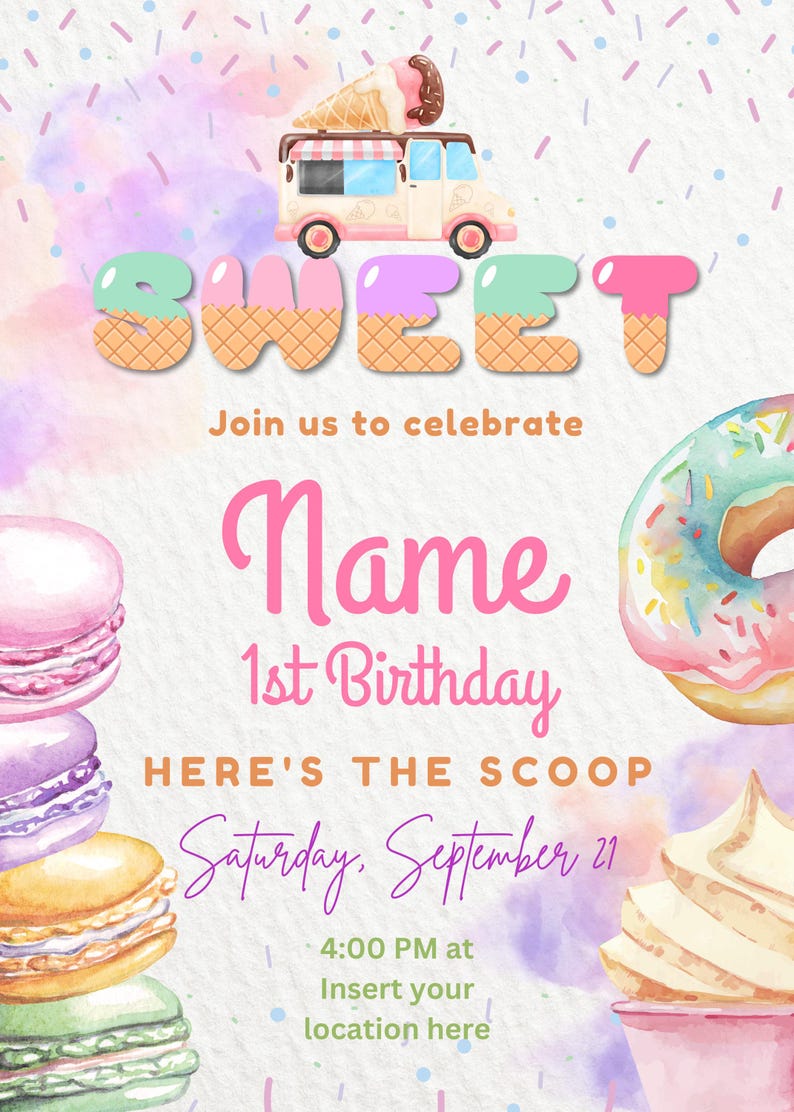 Easy Editable Birthday Invitation Canva Template Downloadable Kids ...
